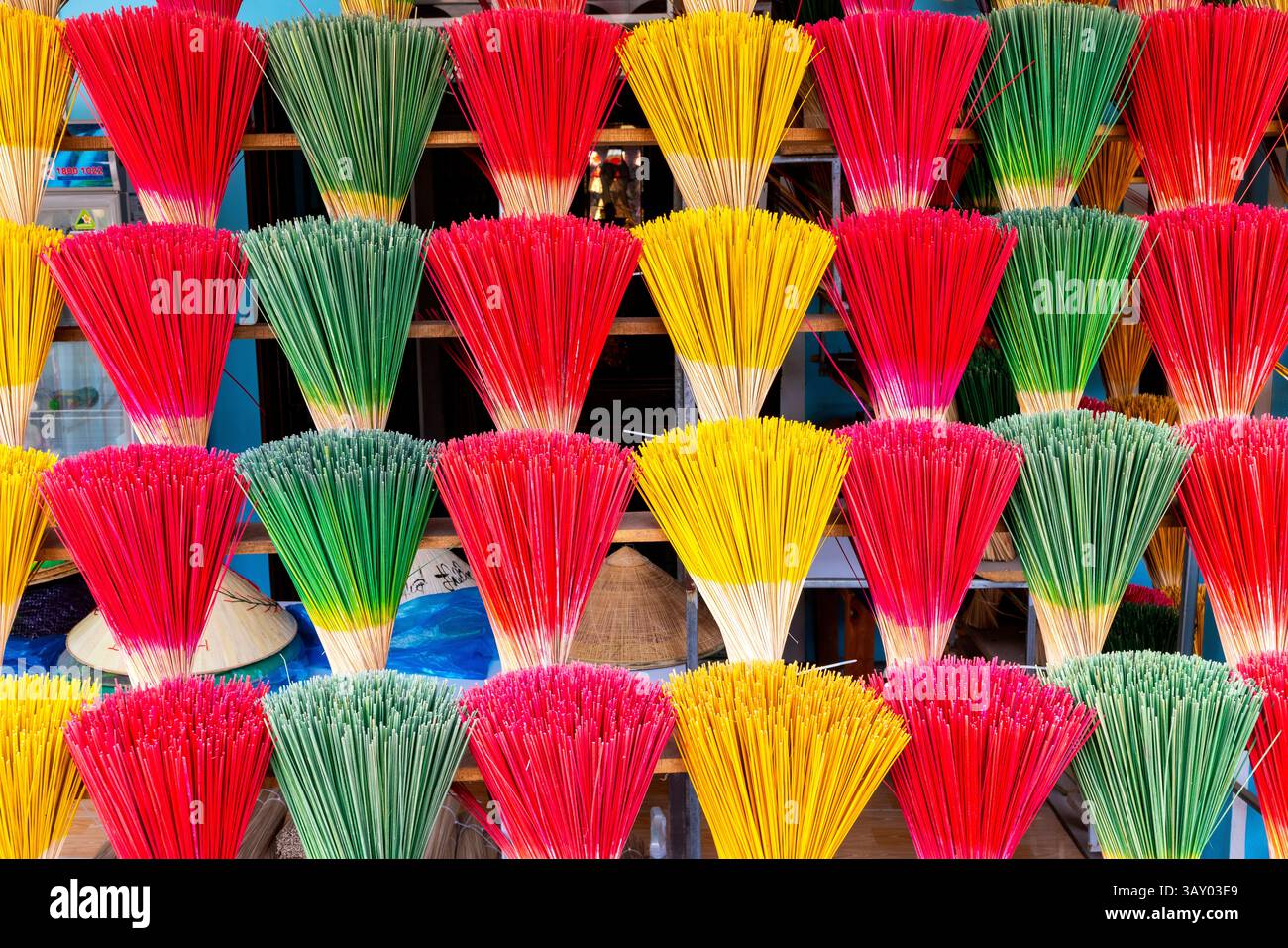 Traditional Vietnamese incense shop with colorful incense sticks in Hue ...