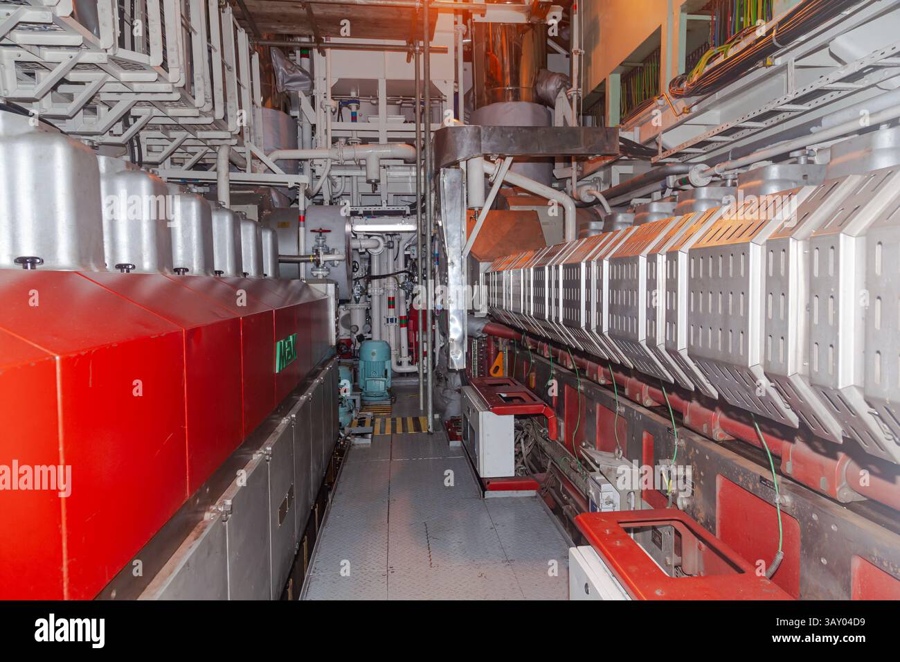 Marine engine MAK installed in the engine room of the vessel Stock ...