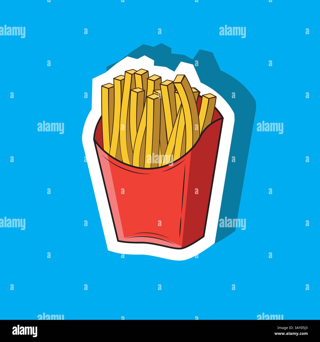Vector Illustration Of sticker French fries cartoon cute Stock Vector ...