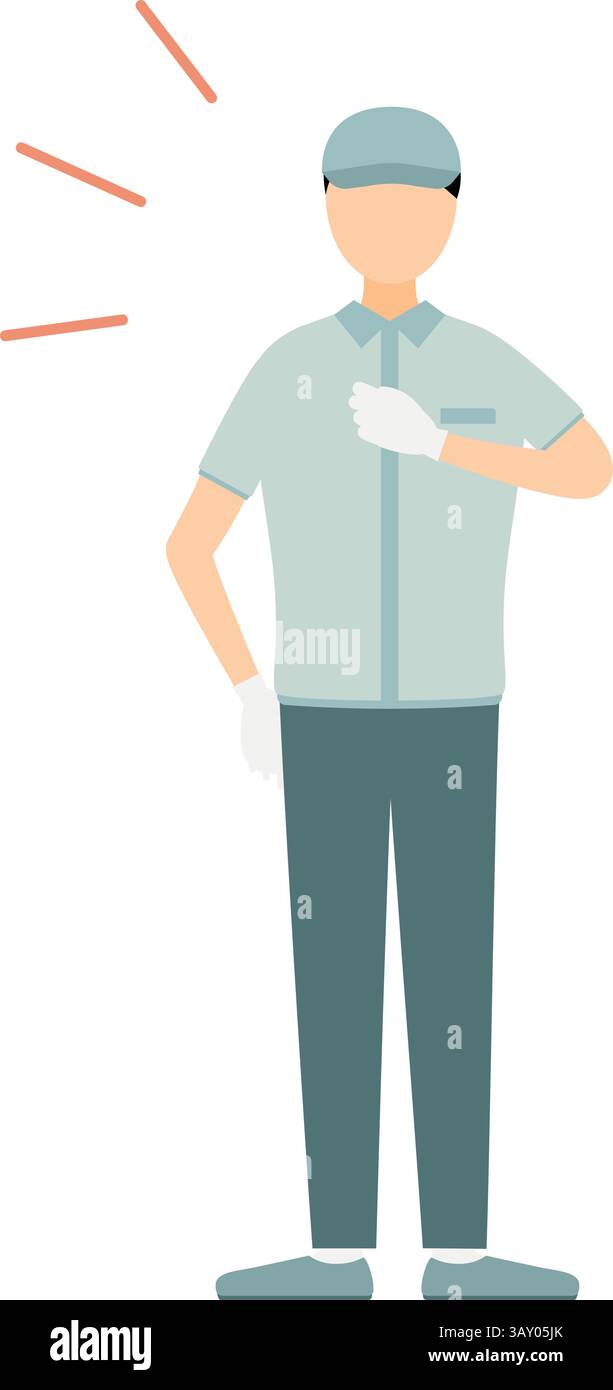 Simple illustration of a worker man wearing a cap beat his chest ...