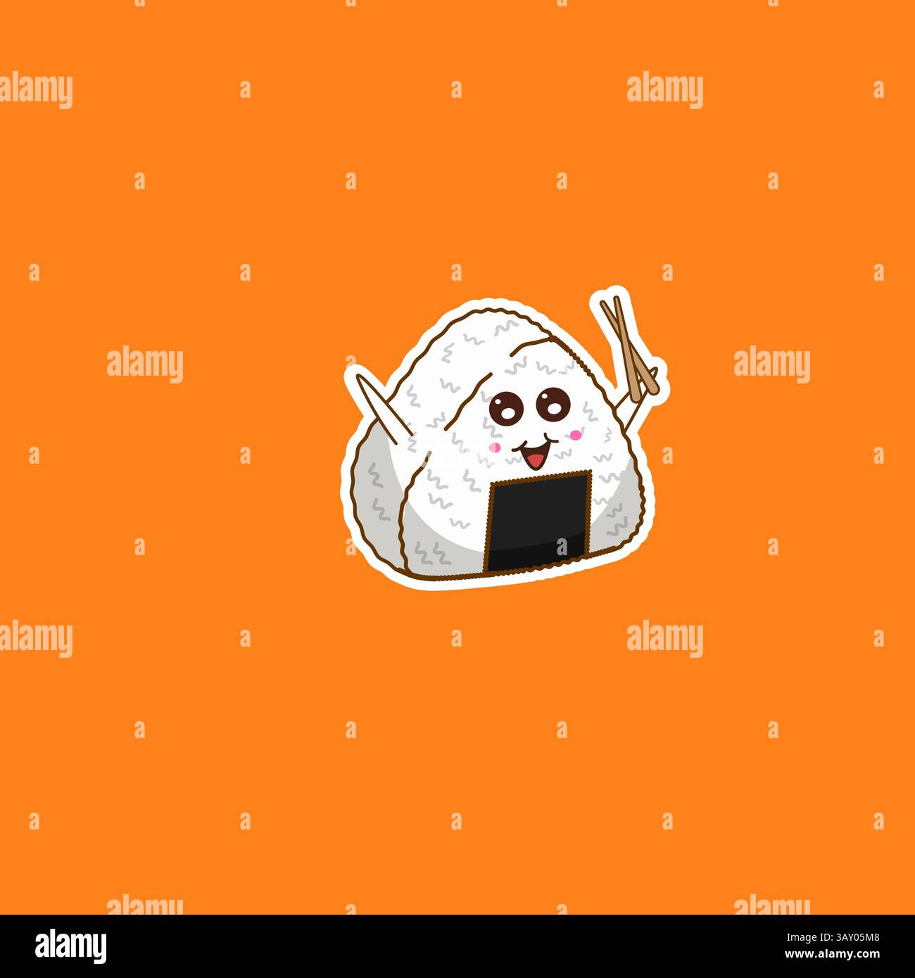 Illustration of sticker cartoon onigiri Stock Vector Image & Art - Alamy
