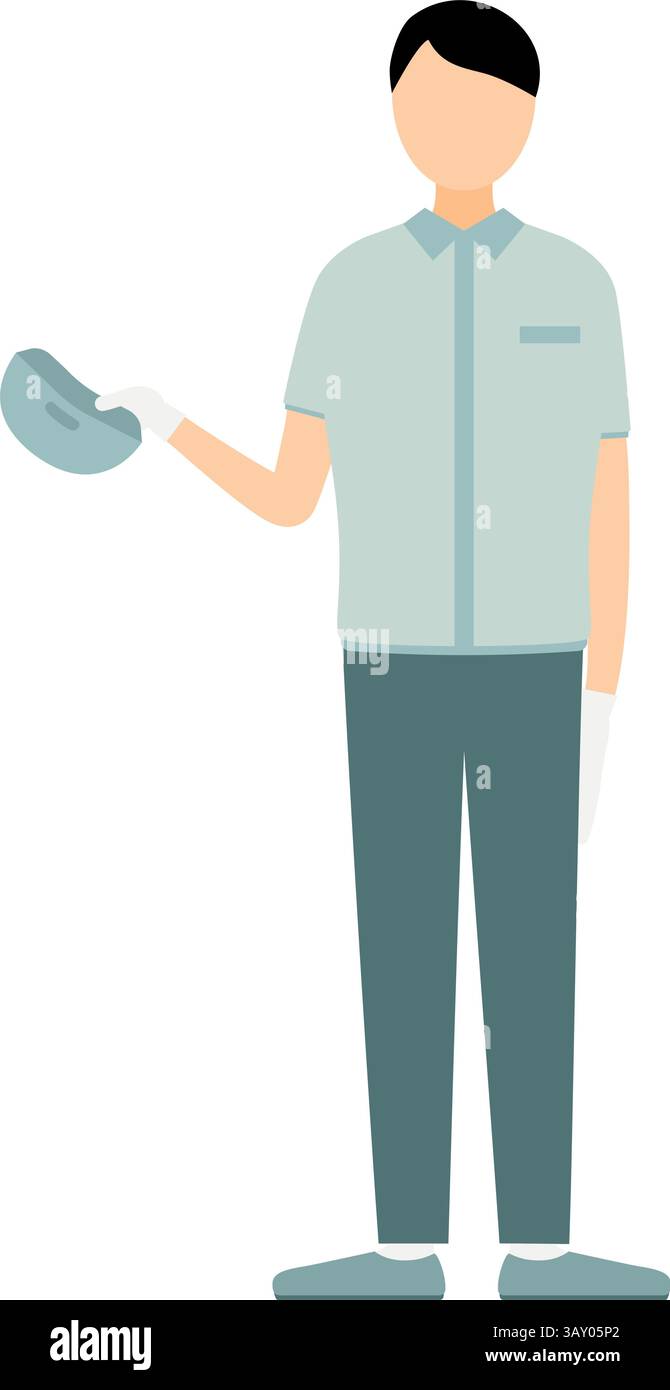 Simple illustration of a worker man wearing a cap taking off his hat to ...