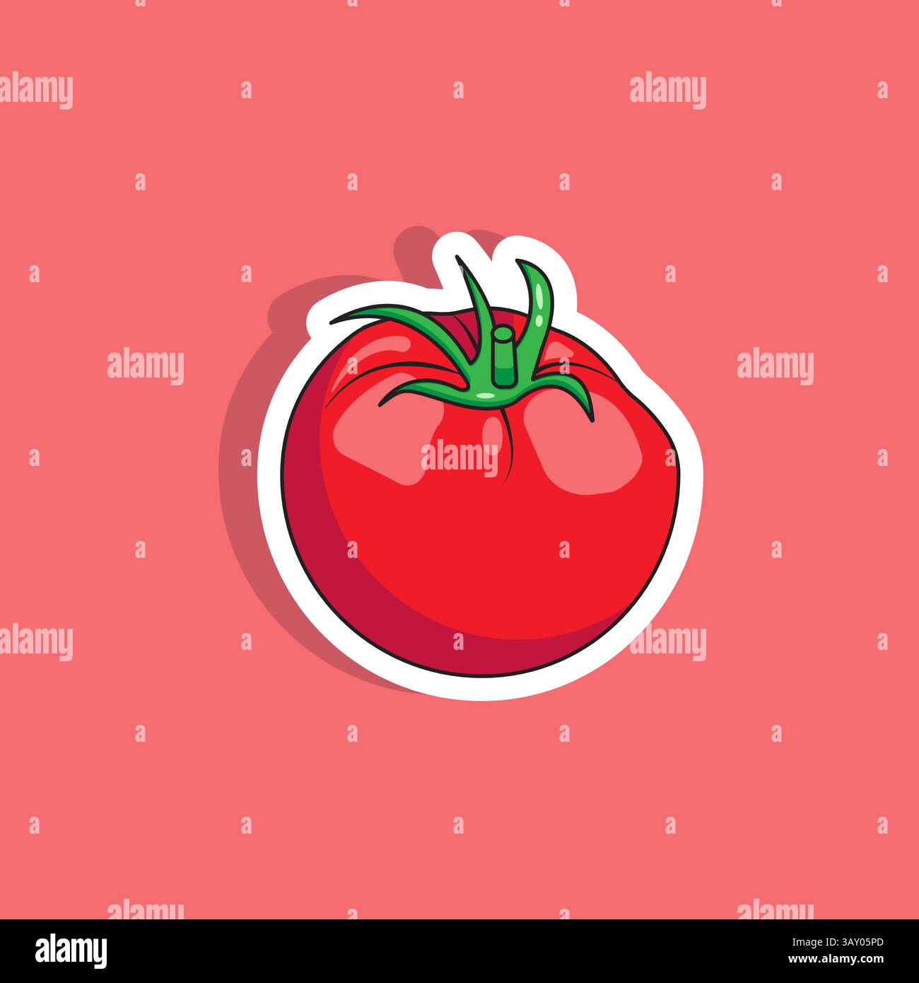 Vector illustration of tomato sticker, vegetable sticker Stock Vector ...