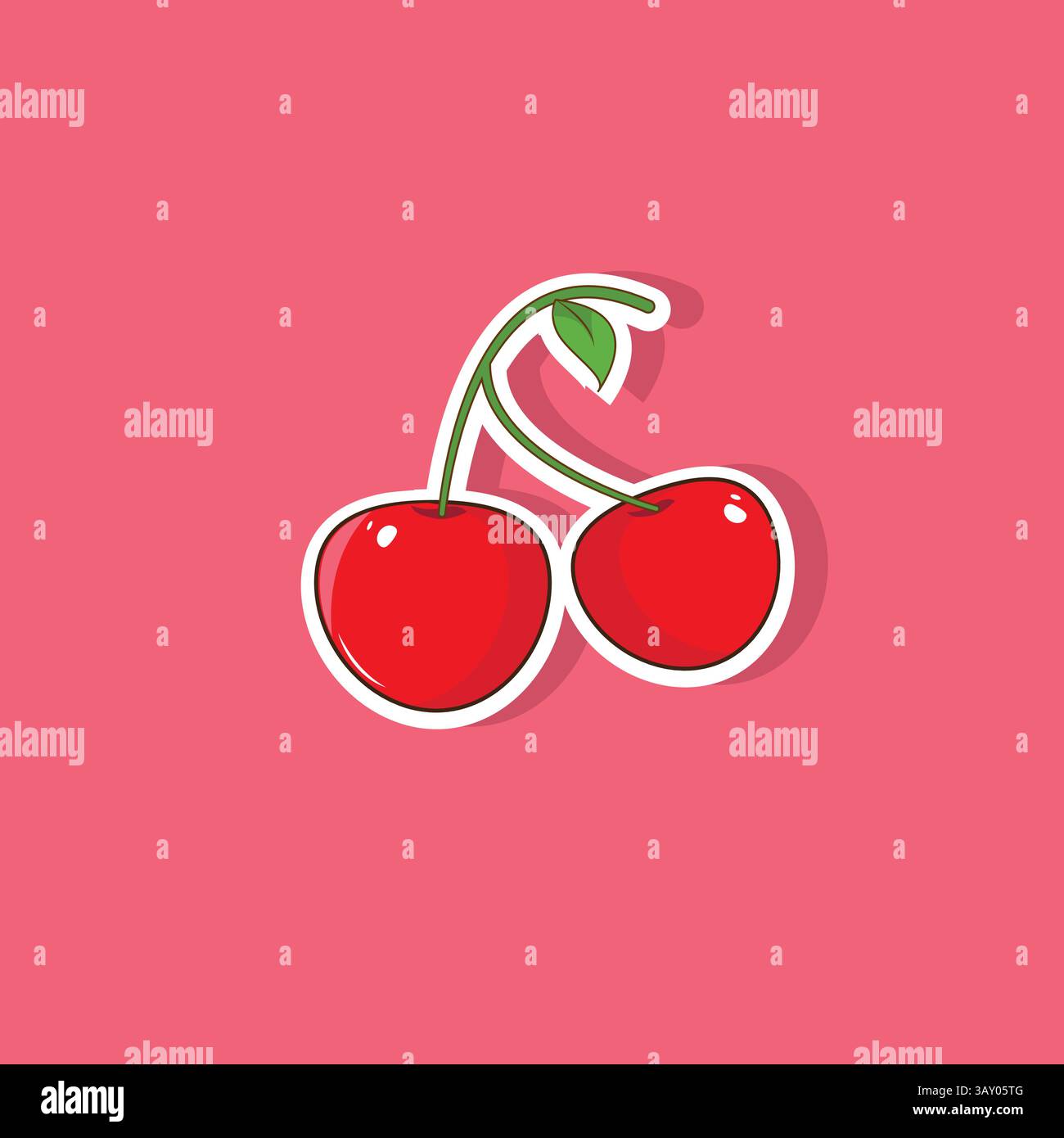 Sticker vector of cute cherry Stock Vector Image & Art - Alamy