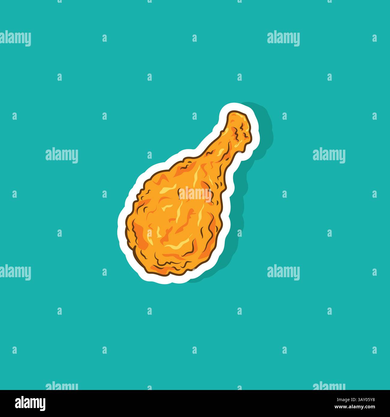 Vector illustration of fried chicken sticker Stock Vector Image & Art ...