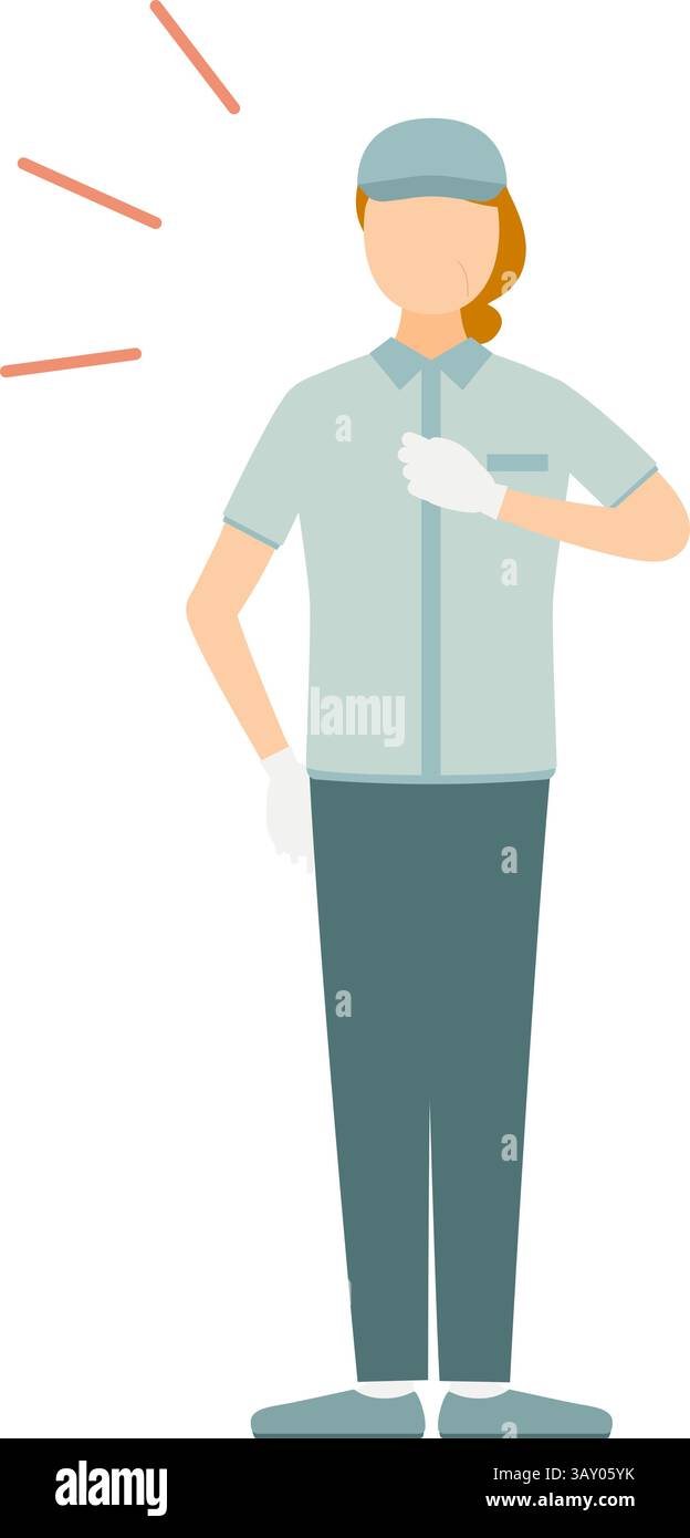 Simple illustration of a senior worker woman wearing a cap beat his ...