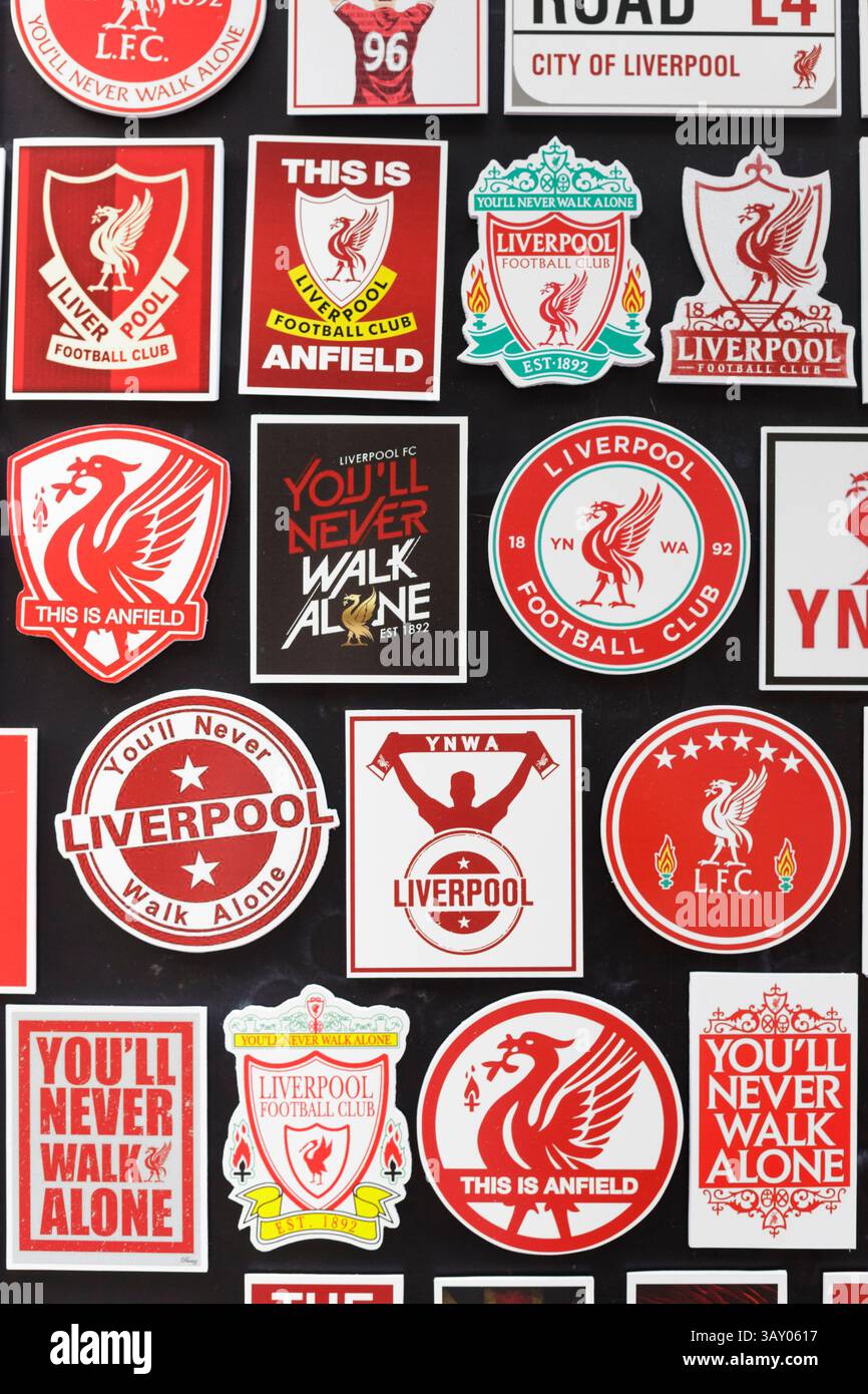 Logos and stickers of the english football club FC Liverpool Stock ...