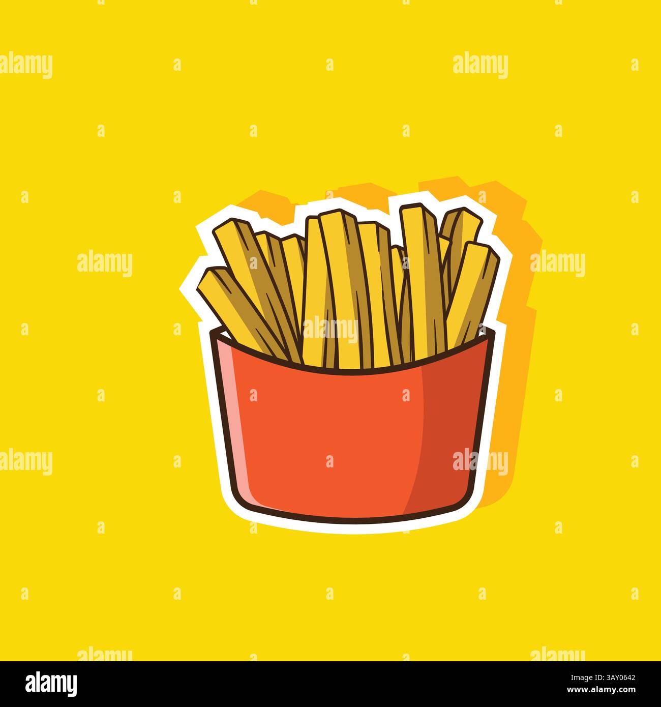 French fries, potato fries stick sticker cartoon design Stock Vector ...