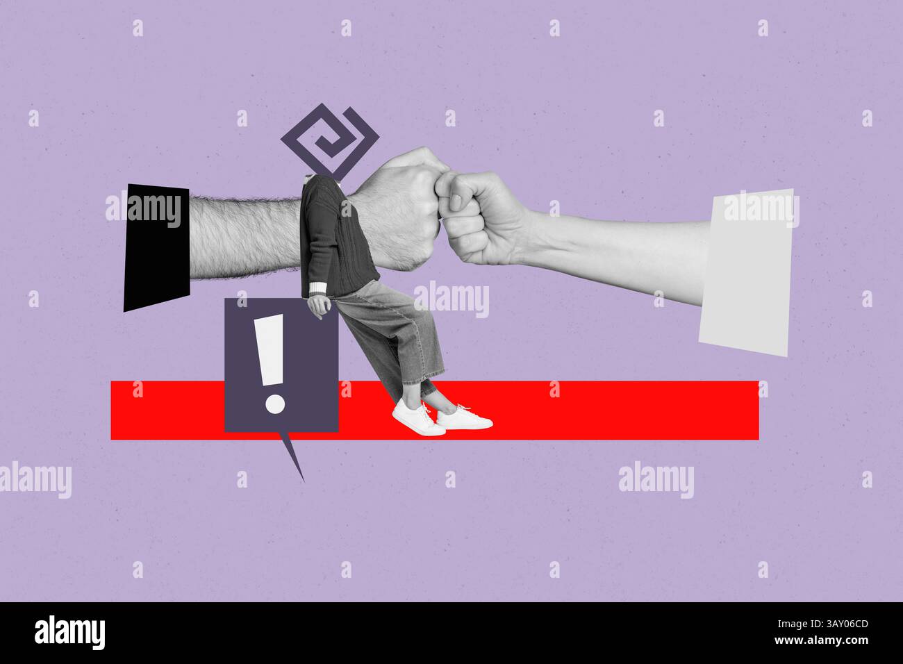 Trend artwork banner sketch 3D photo collage of showing gesture body ...