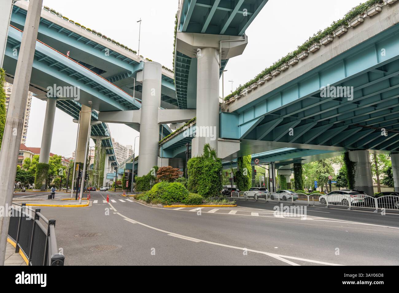 Complex road intersection with bridges, Shanghai Stock Photo - Alamy