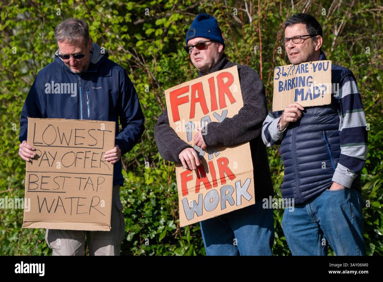 Union members on the picket line outside Scottish Water's scientific ...