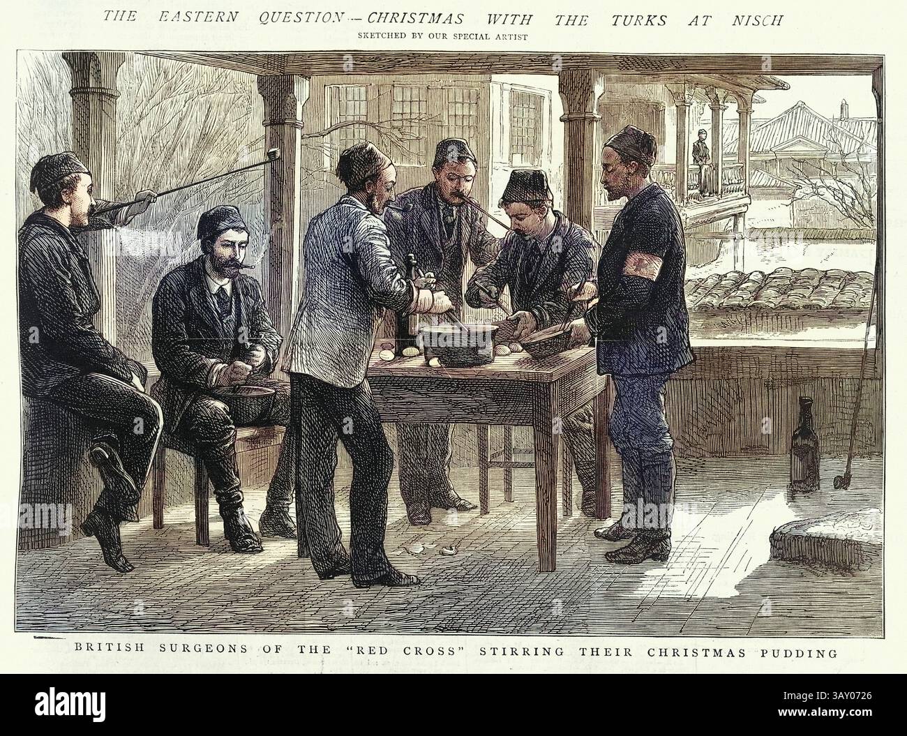 British surgeons of the Red Cross making Christmas pudding, Eastern ...