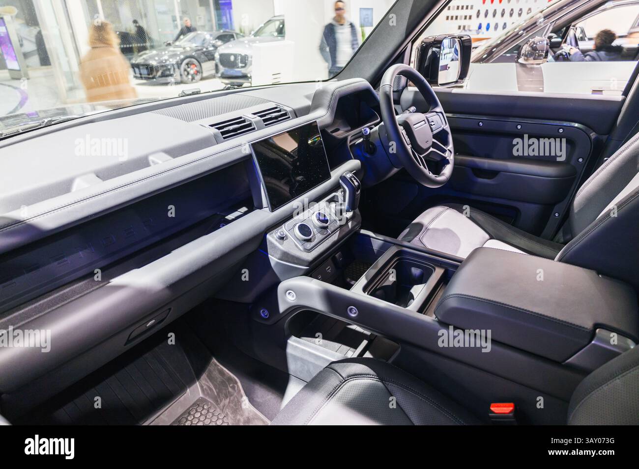 Interior of 2024 Defender 110 X Dynamic HSE. London, UK, 17 February ...