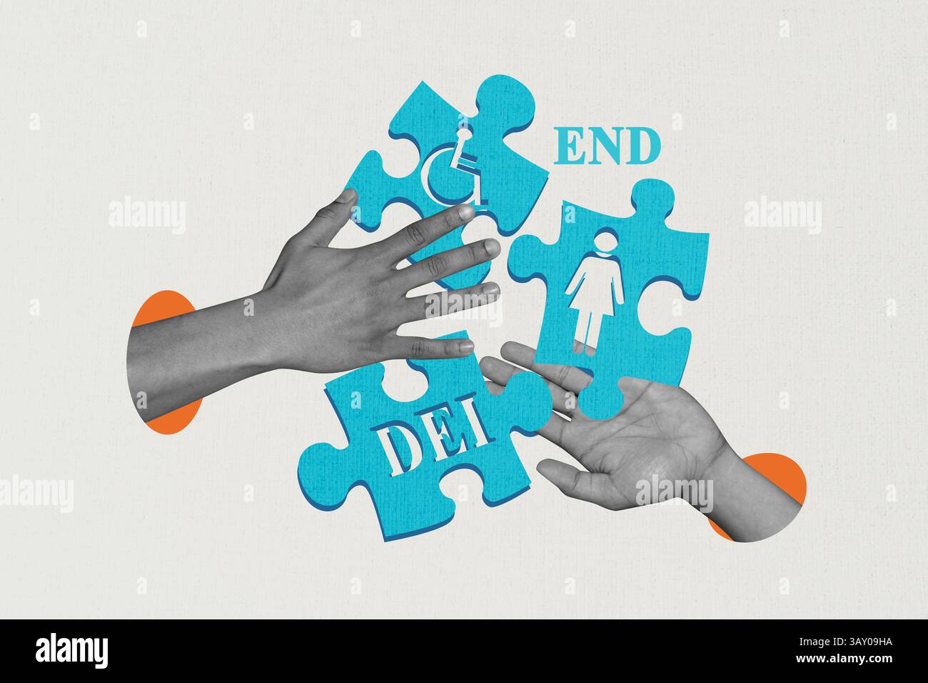 3d sketch poster trend collage of business partners hands match puzzle ...