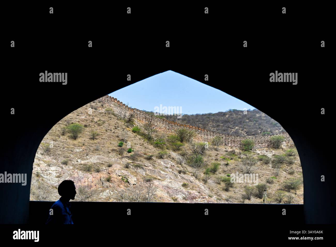 A view of the countryside from the perspective of Amber Fort, a ...