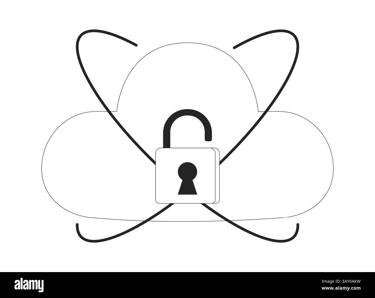 Unlocked cloud security 2D line object Stock Vector Image & Art - Alamy