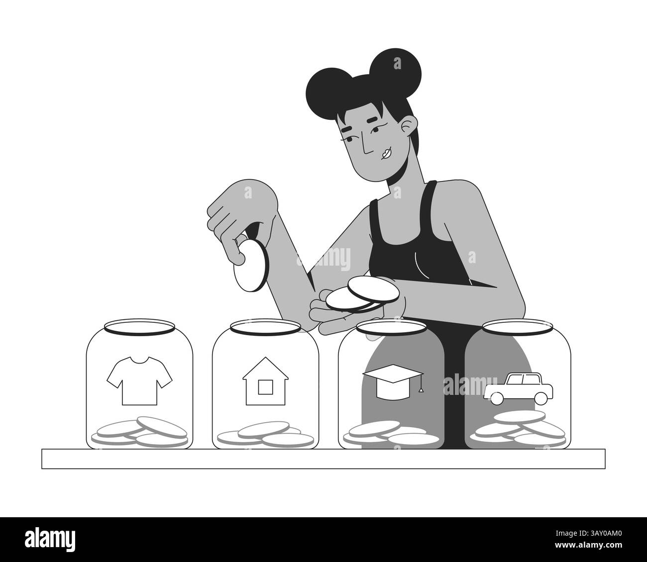 Smart budget allocation for saving goals line illustration concept ...