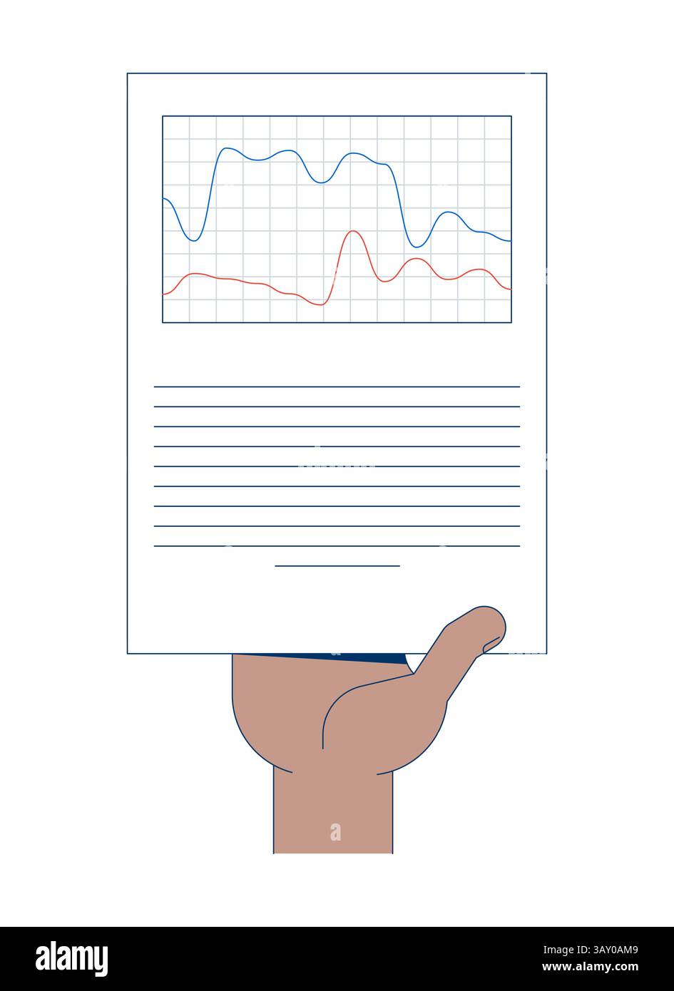 Hand holding dual-line graph report vector illustration Stock Vector ...