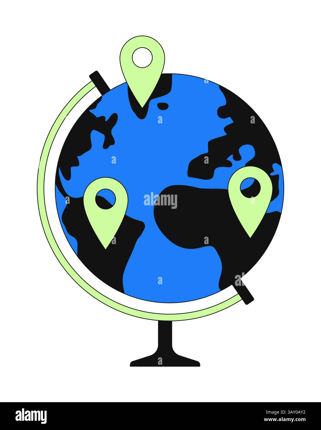 Globe map pins 2D onboarding ui illustration Stock Vector Image & Art ...