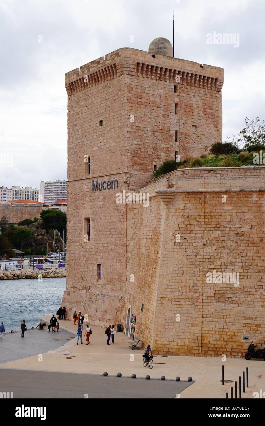 The Tower and walls of the Fort Saint-Jean, MUCEM, Marseille, France ...