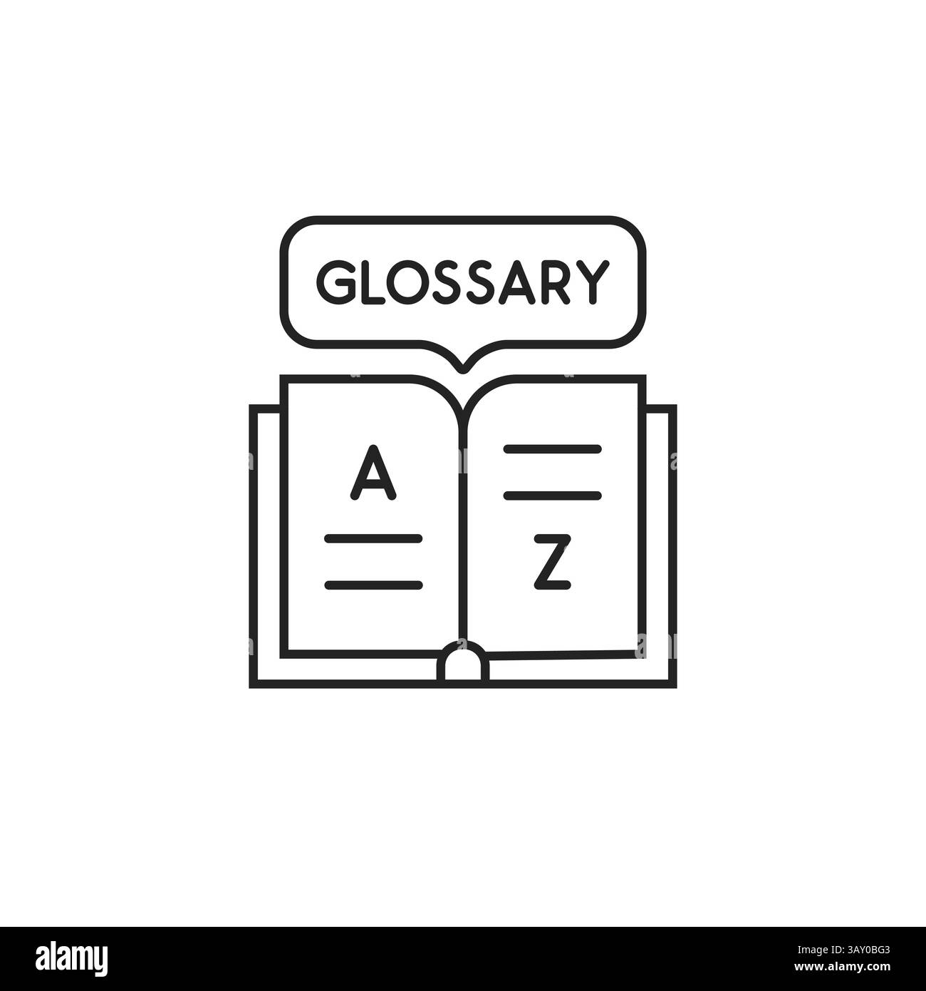 thin line glossary logo like grammar book Stock Vector Image & Art - Alamy