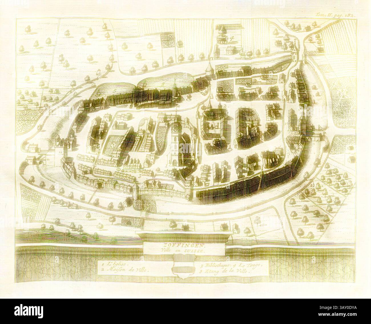 A detailed aerial map of a town, showcasing its layout including ...