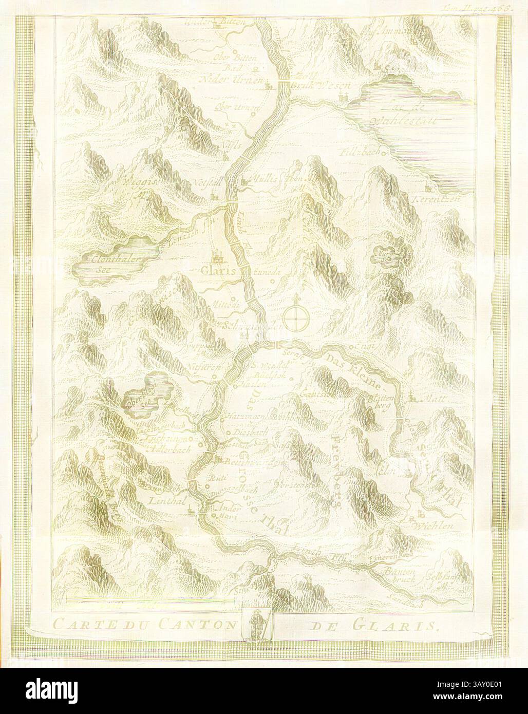 A detailed map illustrating the landscape of the Canton of Glaris ...