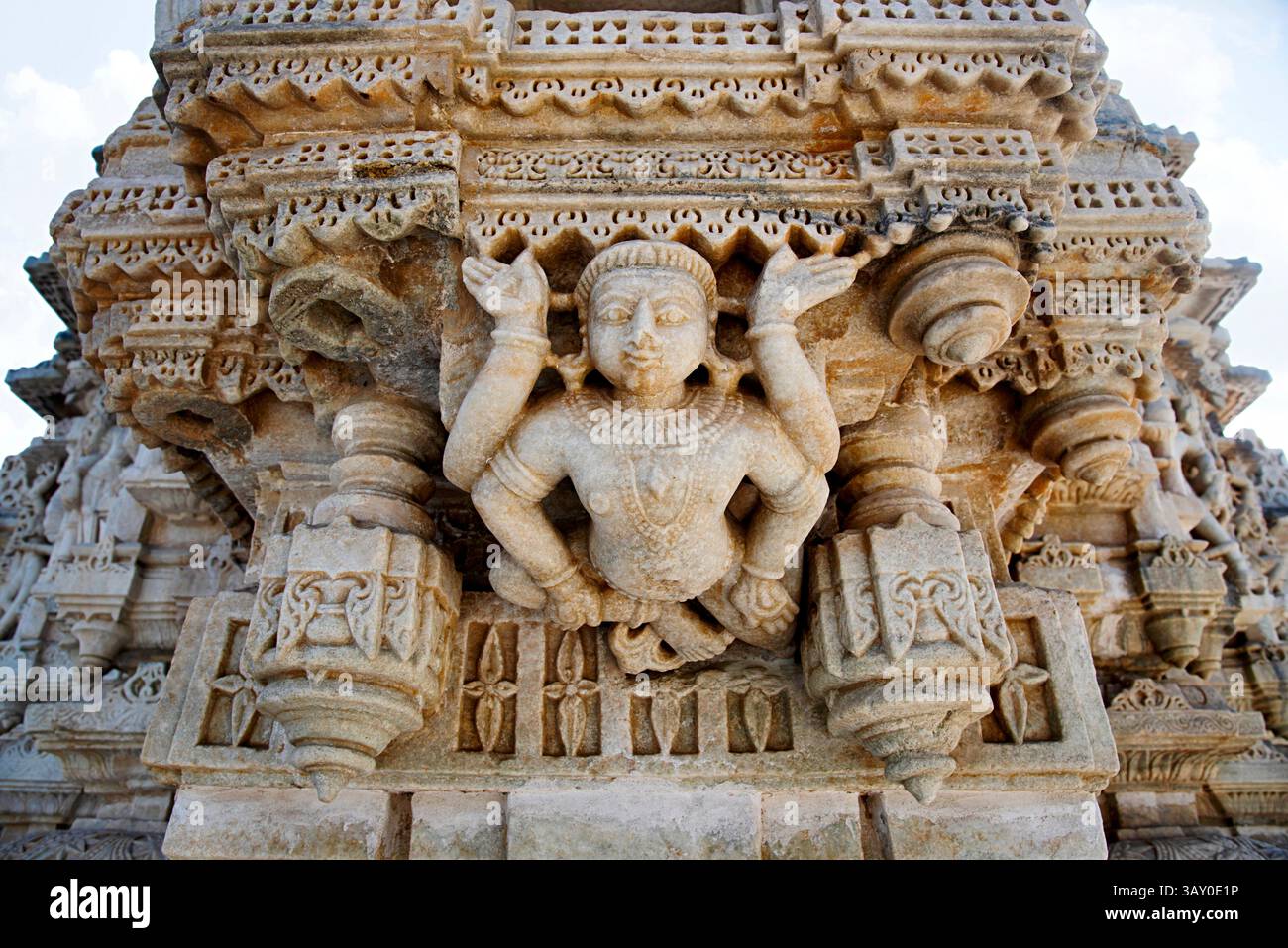 Marble carvings, Neminath Jain Temple, Ranakpur, Rajasthan Stock Photo ...