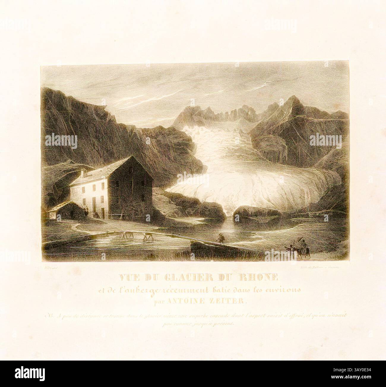 A serene landscape showcasing a majestic glacier with a flowing river ...