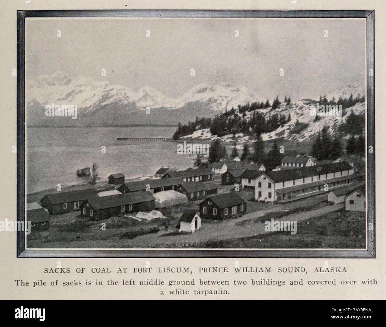 SACKS OF COAL AT FORT LISCUM PRINCE WILLIAM SOUND ALASKA The pile of ...