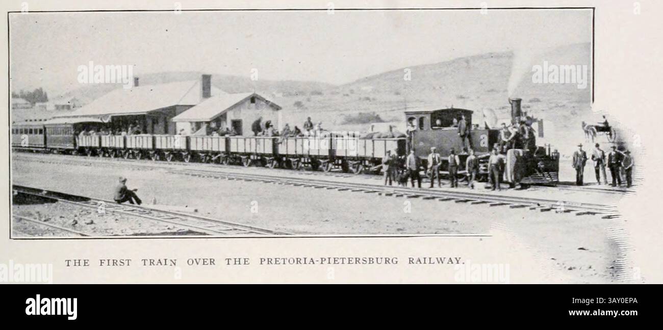 THE FIRST TRAIN OVER THE PRETORIA-PIETERSBURG RAILWAY. from the Article ...
