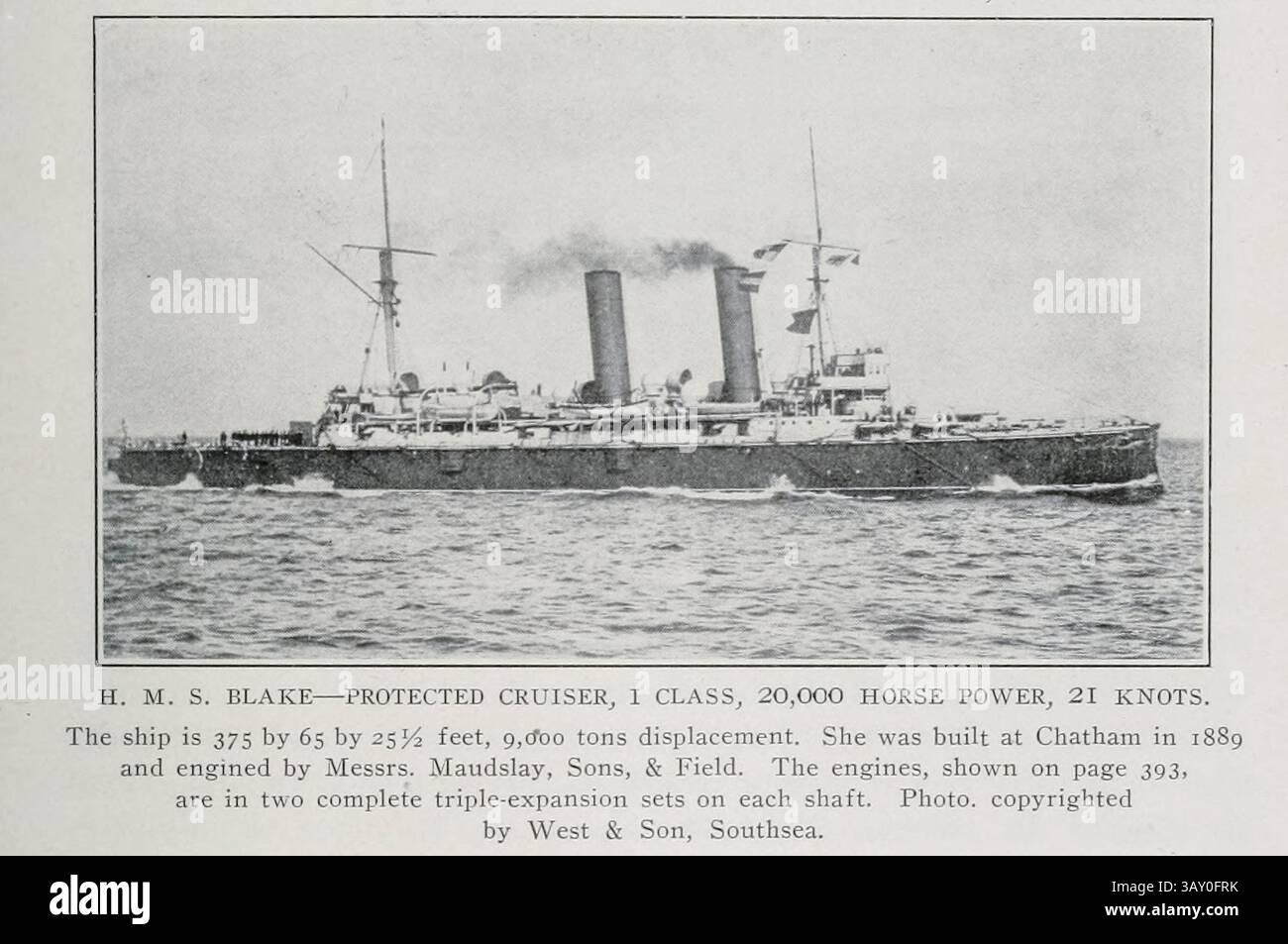 H. M. S. BLAKE PROTECTED CRUISER, I CLASS, 20,000 HORSE POWER, 21 KNOTS ...