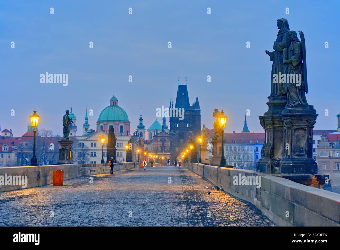 Charles Bridge (Karlův most), a historic 14th-century stone bridge ...