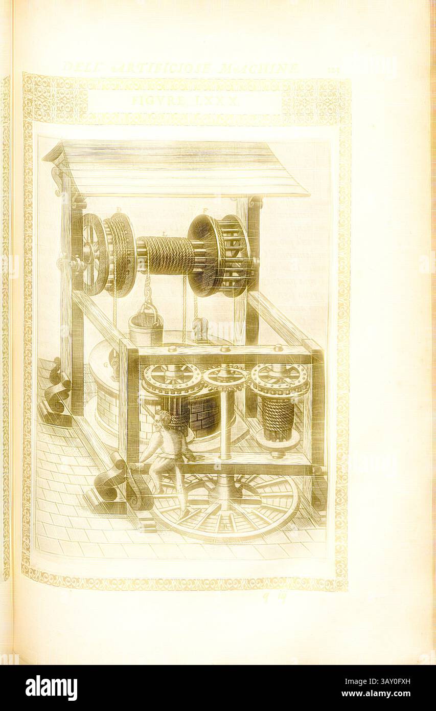 An intricate mechanical device featuring large rotating wheels and ...