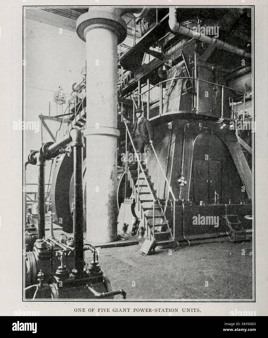 ONE OF FIVE GIANT POWER-STATION UNITS. Vertical cross-compound engines ...