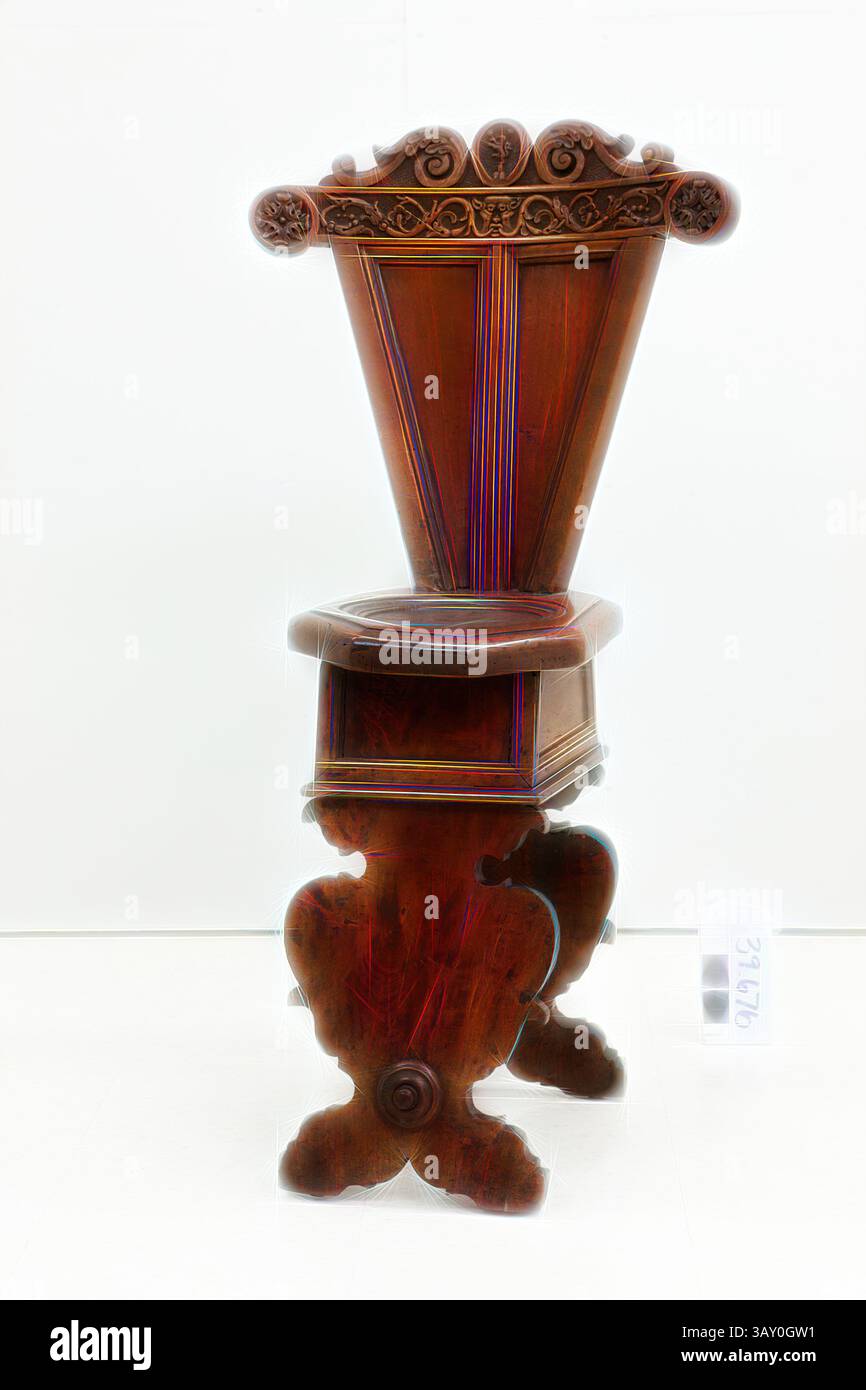 An ornate wooden chair featuring intricate carvings and a unique ...