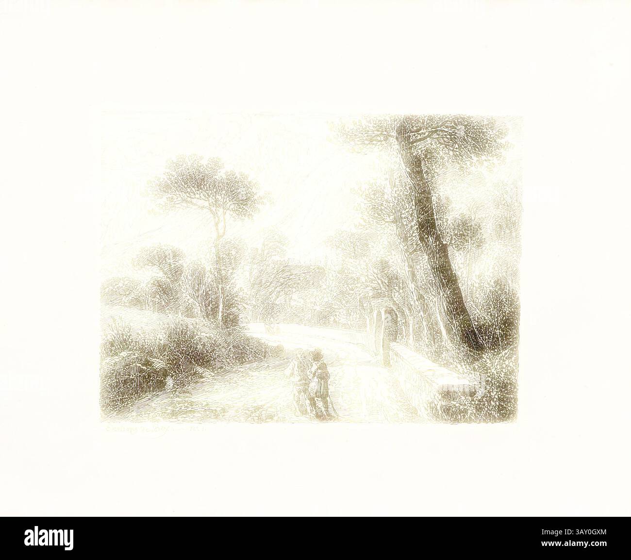 A serene landscape featuring a winding path flanked by trees, leading ...