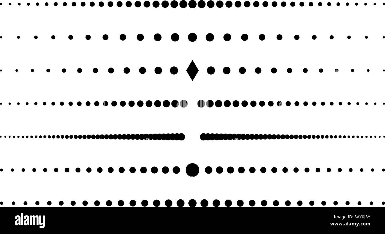 Halftone dotted dividers set. Abstract geometric minimal border text ...