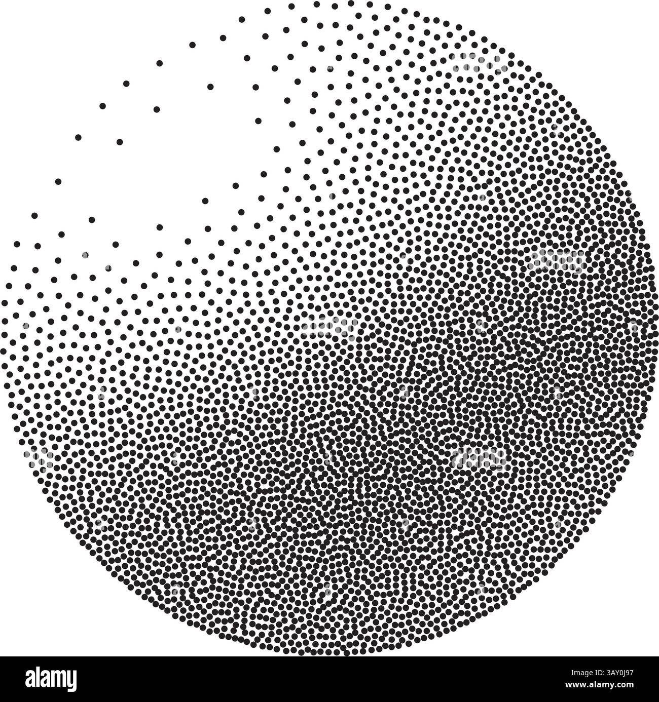 Stipple dotted sphere shape. Grainy noise halftone 3d circle vector ...