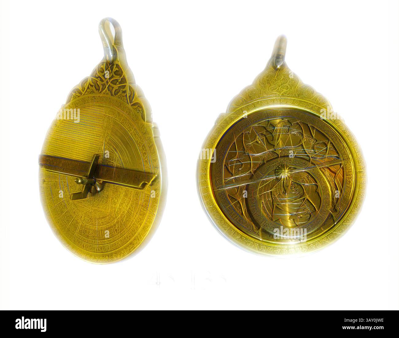 An intricate navigational instrument featuring ornate engravings and a ...