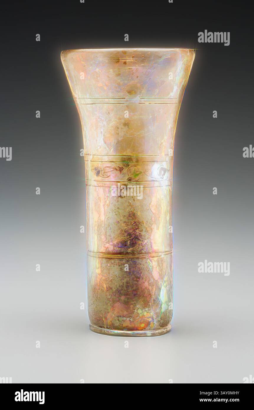 A gracefully shaped vessel exhibits a stunning array of iridescent ...