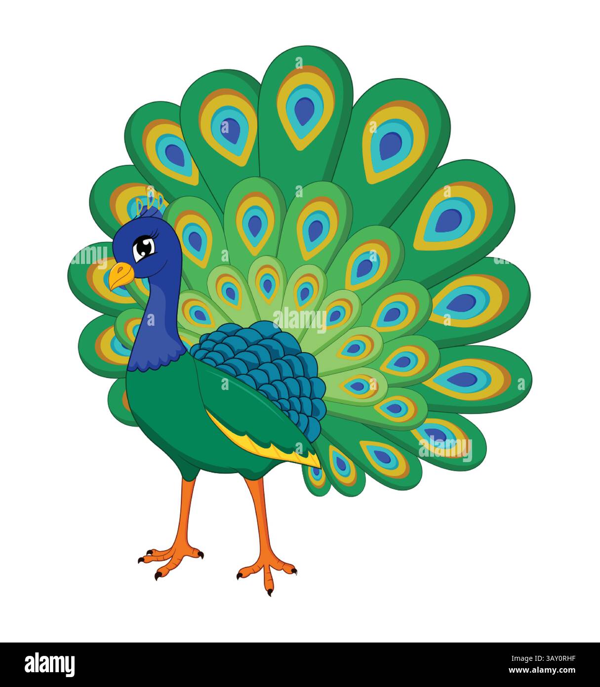 Beautiful peacock cartoon vector illustration Stock Vector Image & Art ...