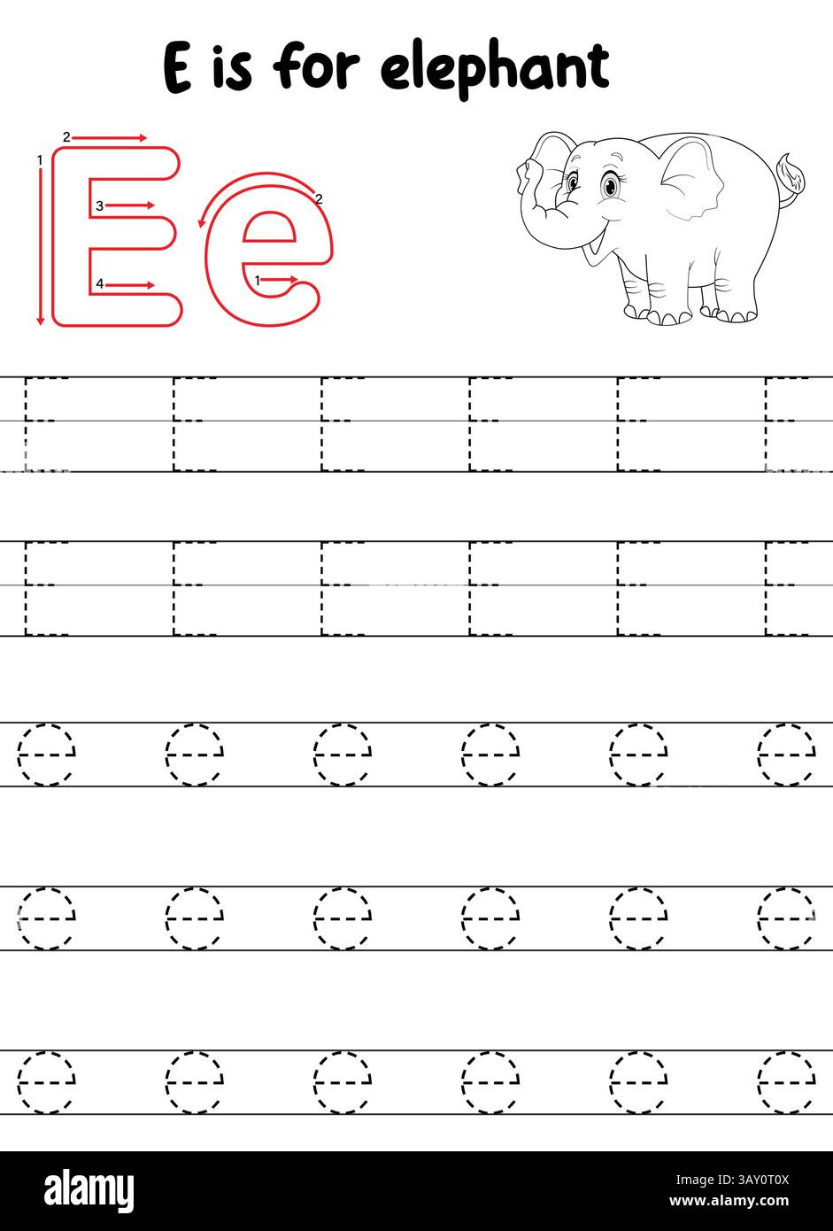 Trace letter E uppercase and lowercase Stock Vector Image & Art - Alamy