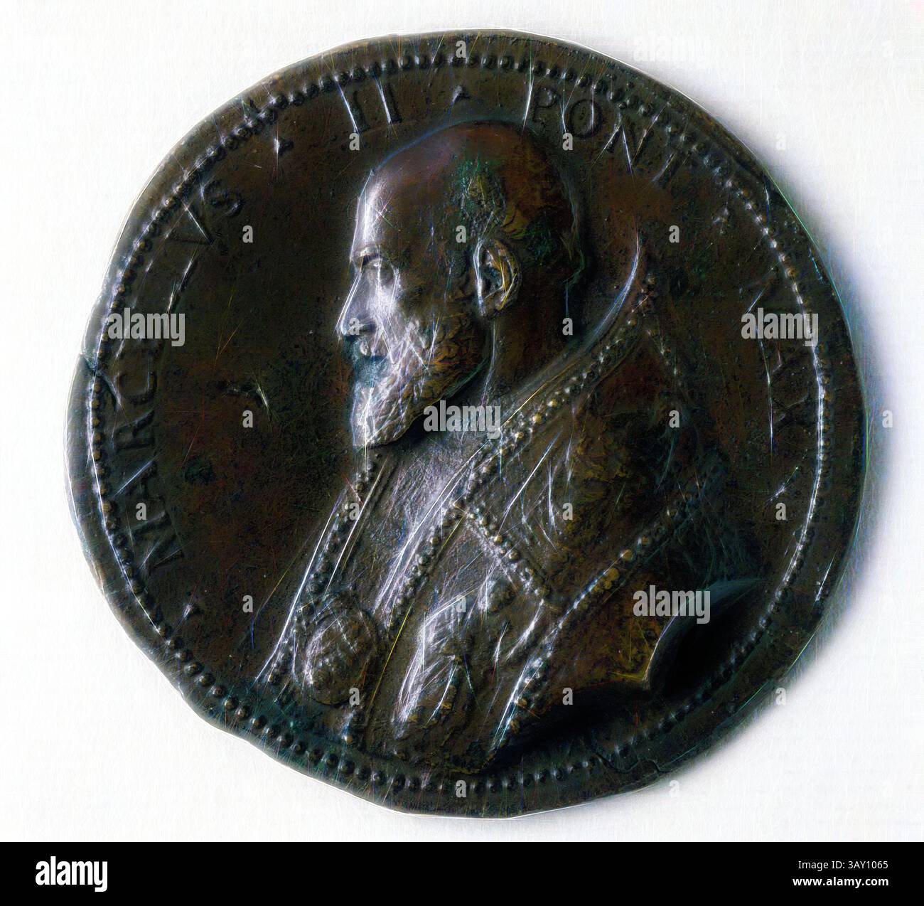 A detailed medallion featuring a profile portrait of Pope Marcellus II ...