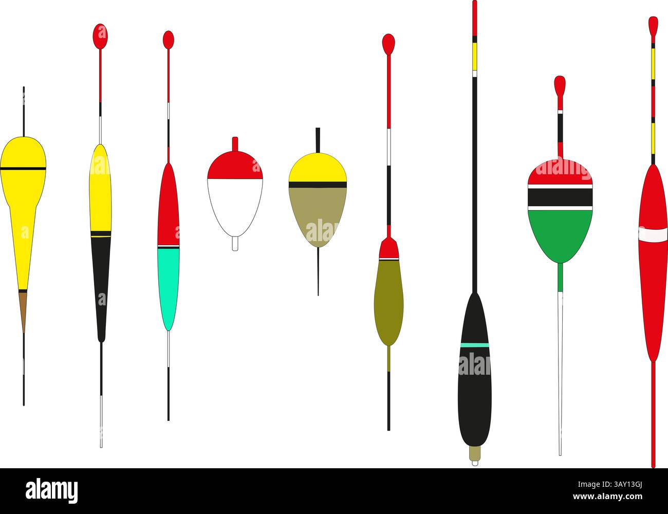Different shapes of floats for freshwater spearfishing Stock Photo - Alamy