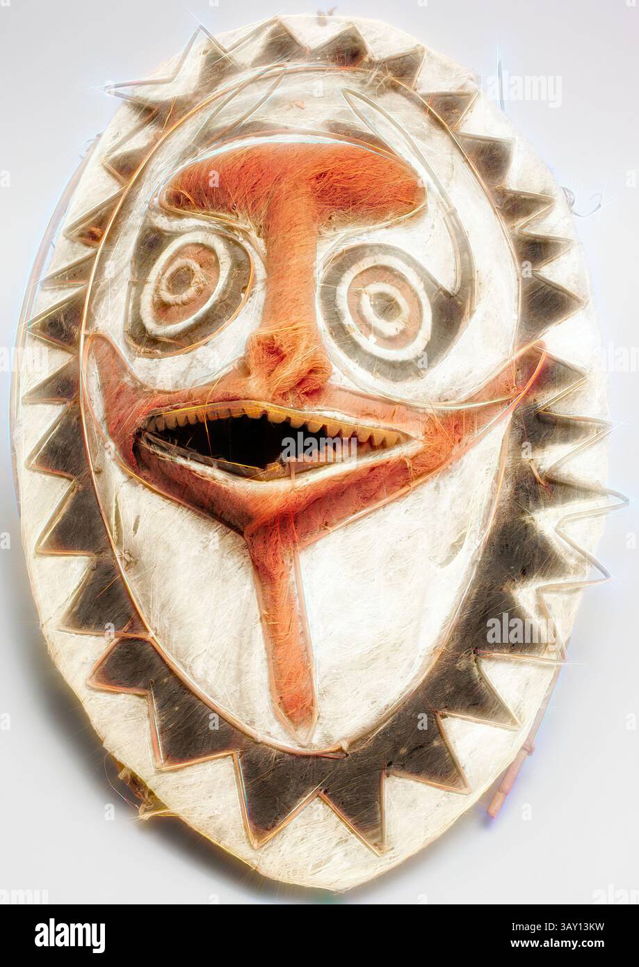 A traditional mask featuring intricate designs, bold colors, and ...