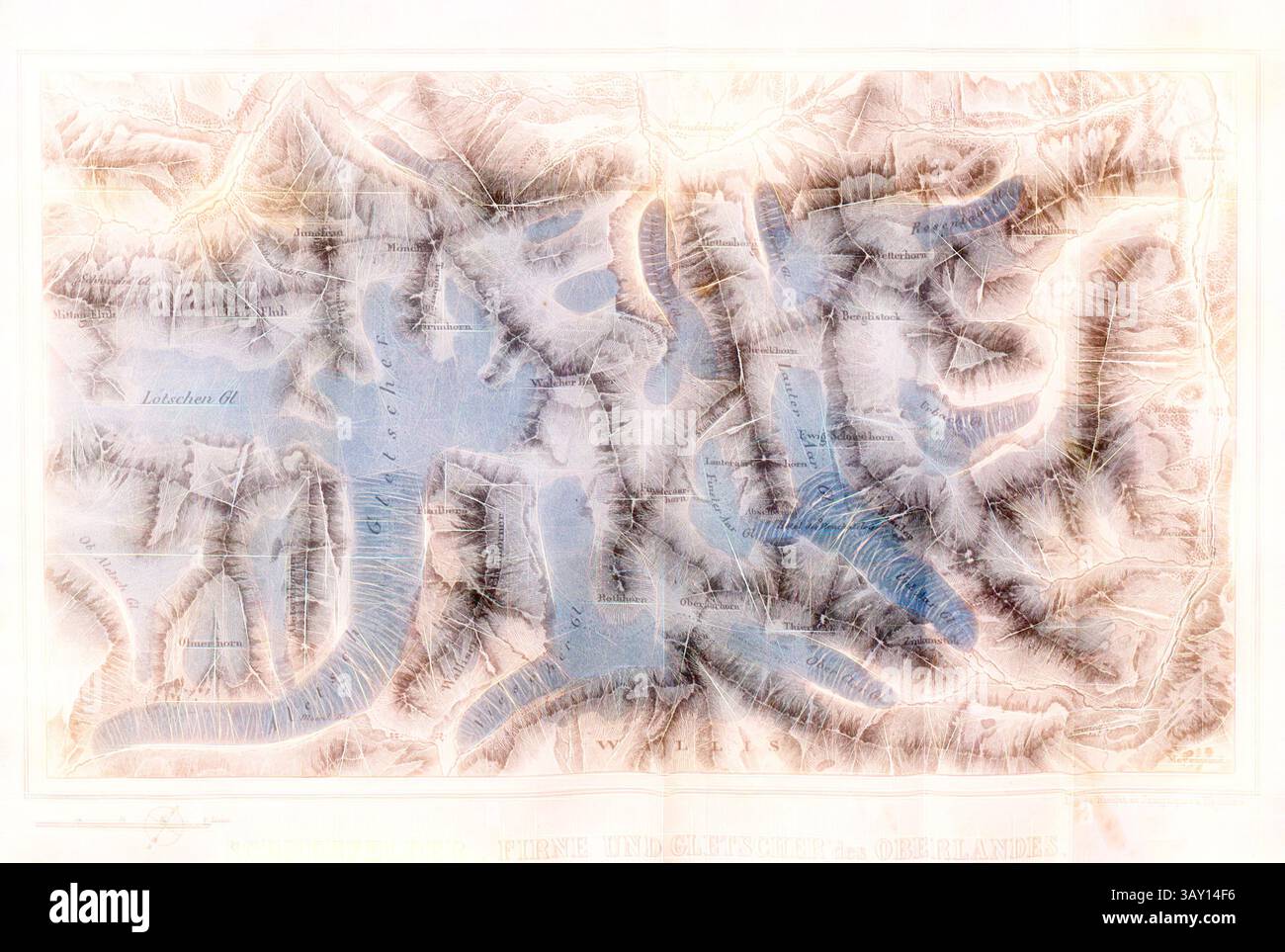 An intricately detailed topographical map showcasing mountainous ...