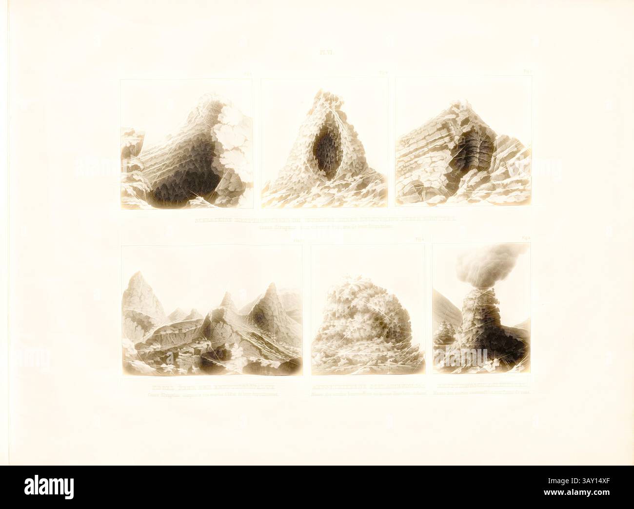 A series of six illustrations depicting various geological formations ...
