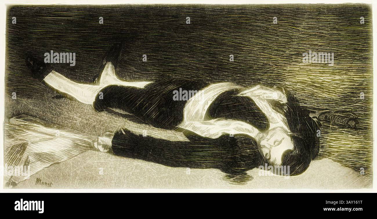 A figure dressed in formal attire lies on the ground, surrounded by ...