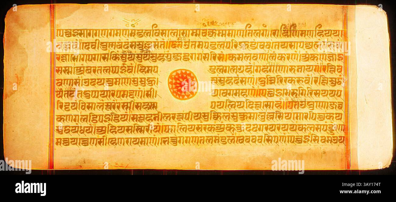 An ancient manuscript adorned with intricate, flowing text in a ...